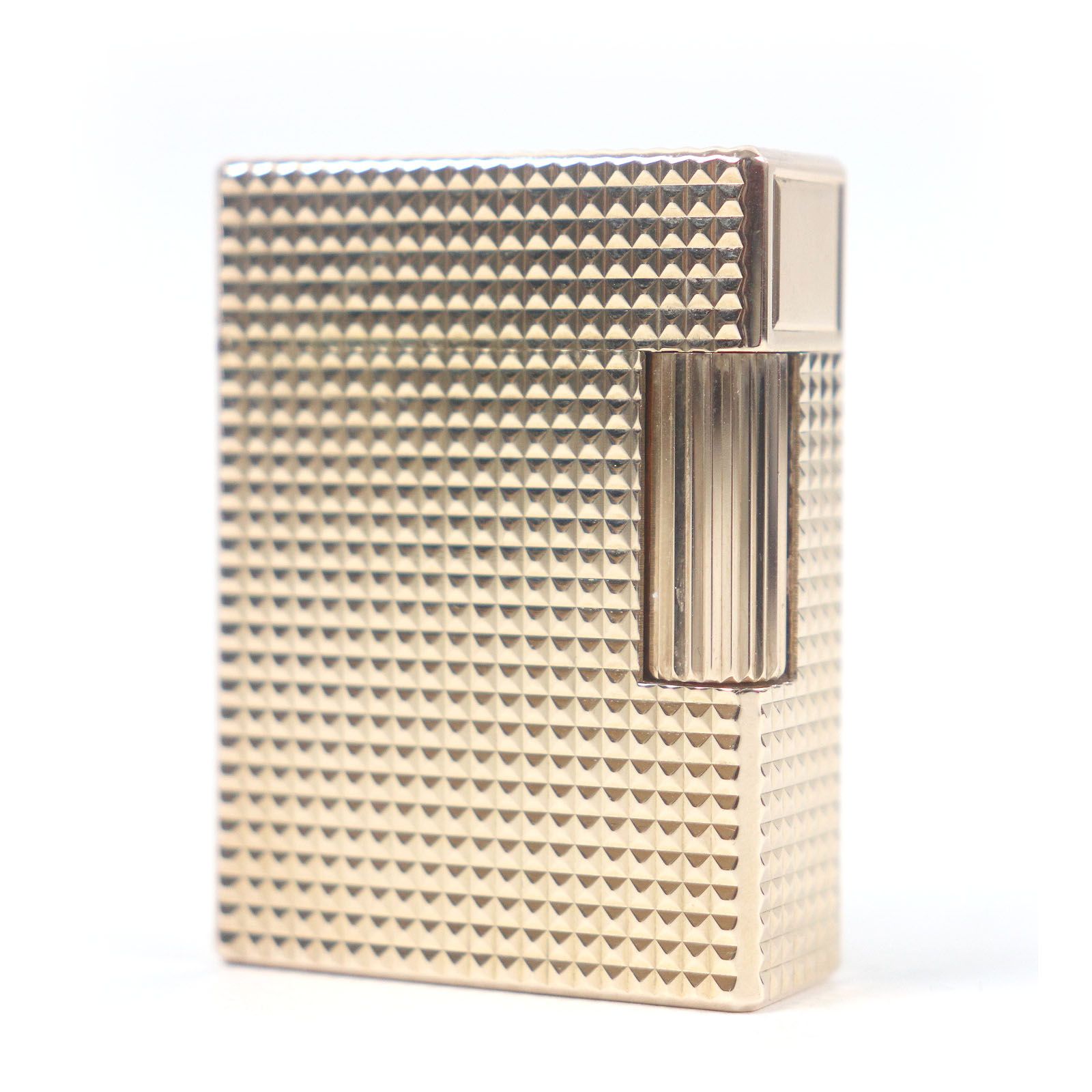 外装極美品 Dupont デュポン ライン1 ショート ダイヤモンドヘッド スクエア ガス ライター ピンクゴールド フランス製 メンズ 着火 ...
