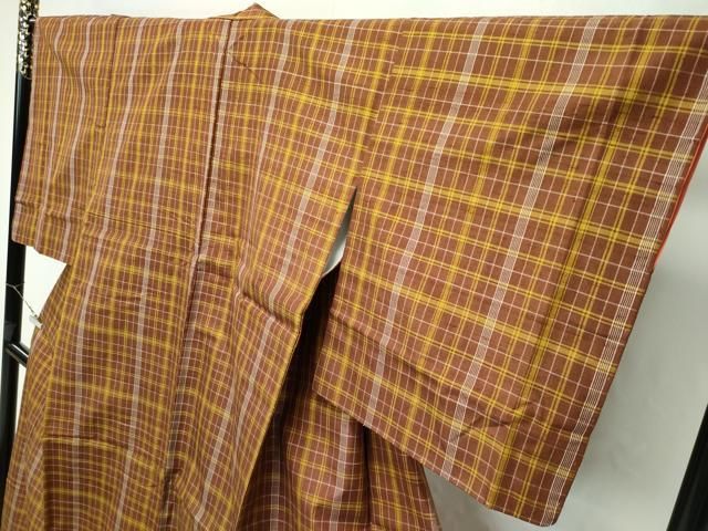 平和屋本店□極上 無形文化財 本場黄八丈 近藤傳 草木染 手織 紬 格子