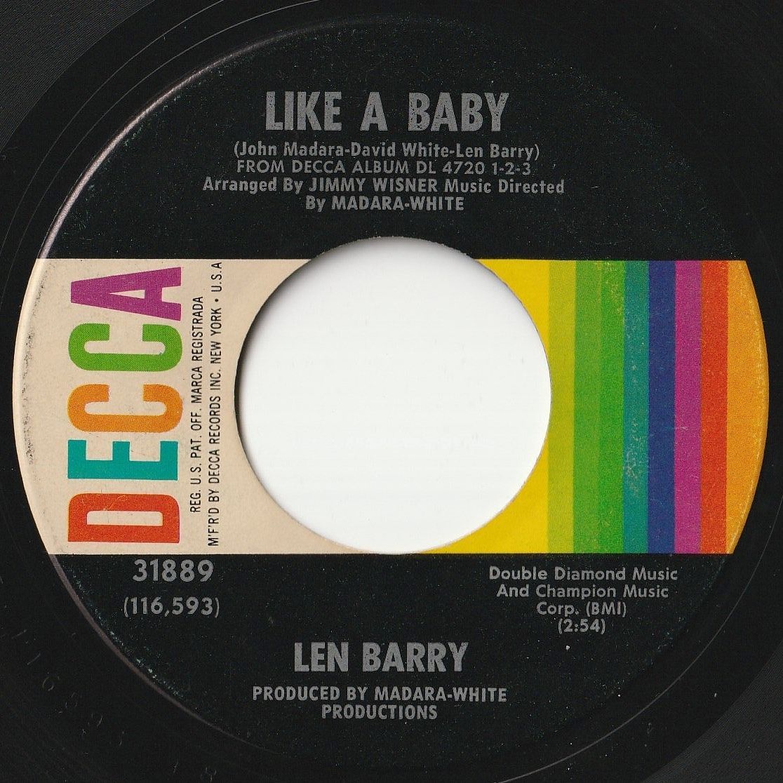 Len Barry Like A Baby / Happiness (Is A Girl Like You) Decca US 31889 ...