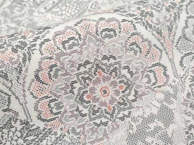 平和屋着物□極上 本場大島紬 白大島 9マルキ 切嵌正倉院花文 逸品 未