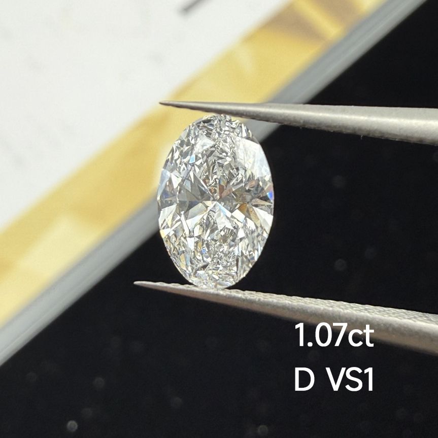 1.07ct D VS1 Oval Cut ラボグロウンダイヤモンド ルース オーバルカット ファンシーシェイプ IGI鑑定書付き オーダーメイド セッティング シンプルデザイン リング作成 ...