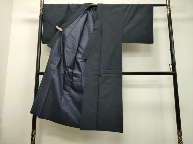 平和屋着物●男性　紬　アンサンブル　藍鉄色　正絹　逸品　DAAU0579tw 平和屋着物○男性 紬 アンサンブル 藍鉄色 正絹 逸品 DAAU0579tw