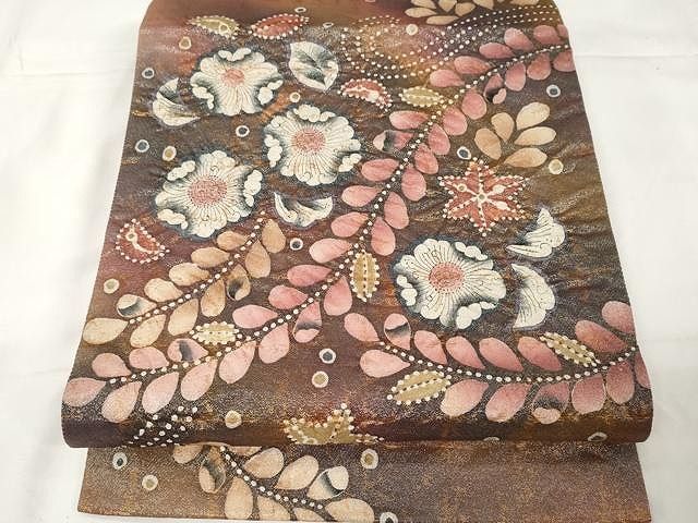 平和屋着物○太鼓柄袋帯 作家物 辻が花 金糸 正絹 逸品 CAAX9264yk