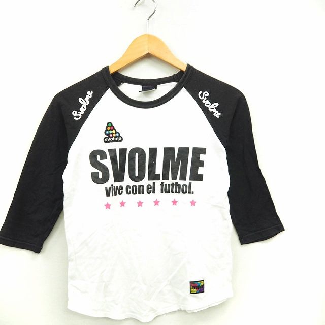 svolme Tシャツ カットソー ロゴプリント ワッペン 星柄 丸首 七分袖 コットン 綿 XS ブラック ホワイト 黒 白 /MT18 - メルカリ
