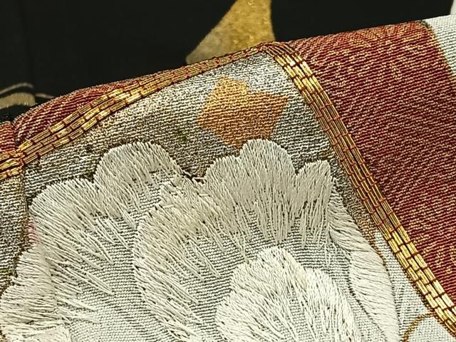 平和屋着物○豪華色留袖 駒刺繍 総刺繍 双鶴菱松文 金糸