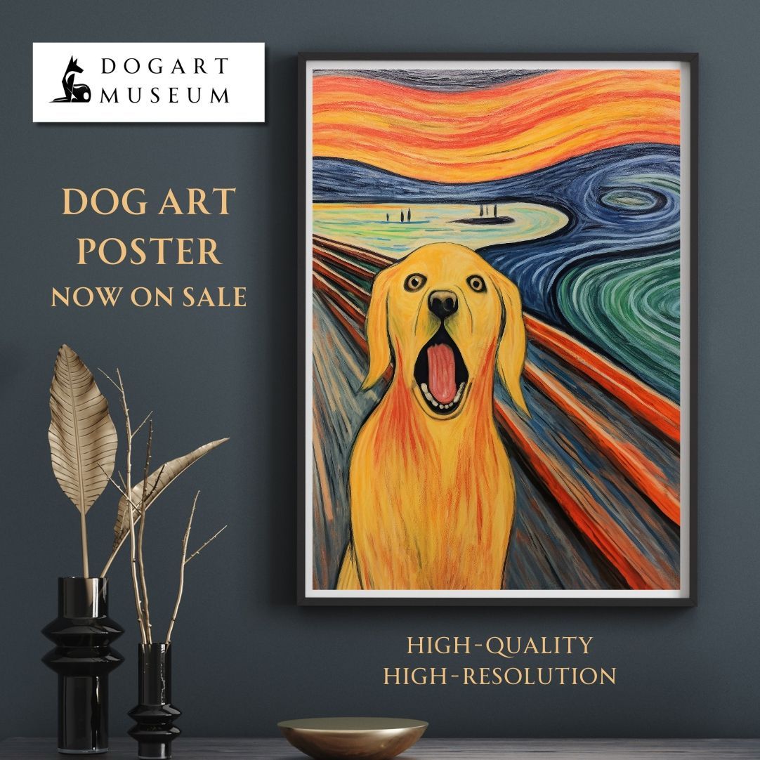 【The Scream Dog - ゴールデンレトリバー犬 No.3】ムンク 叫び アートポスター 犬の絵 犬の絵画 犬のイラスト - メルカリ