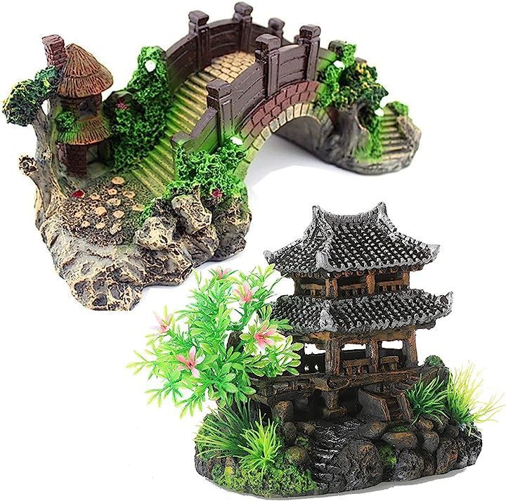 UTST アクアリウム 水槽 オブジェ オーナメント 城 橋 隠れ家 メダカ 水族館の装飾 - メルカリ