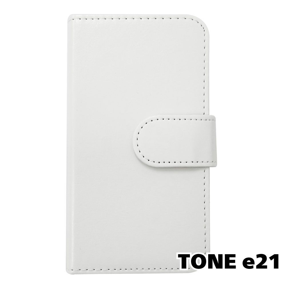 【新品未使用】 TONE e21 トーンe21 手帳型スマホ ケース PUレザー スムースレザー (カバー色ホワイト) 無地 白色 シンプル おしゃれ かわいい カード収納 携帯カバー ...