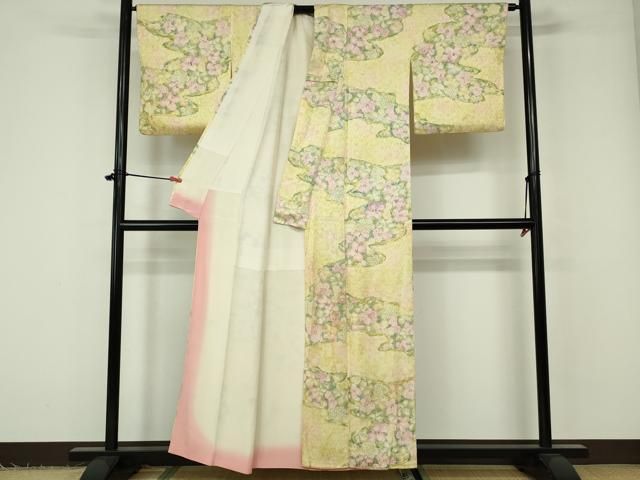 平和屋着物＊夏物　小紋　絽　霞文　暈し染め　正絹　逸品　AABC6936jd 平和屋着物＊夏物 小紋 絽 霞文 暈し染め 正絹 逸品 CAAU4647ut