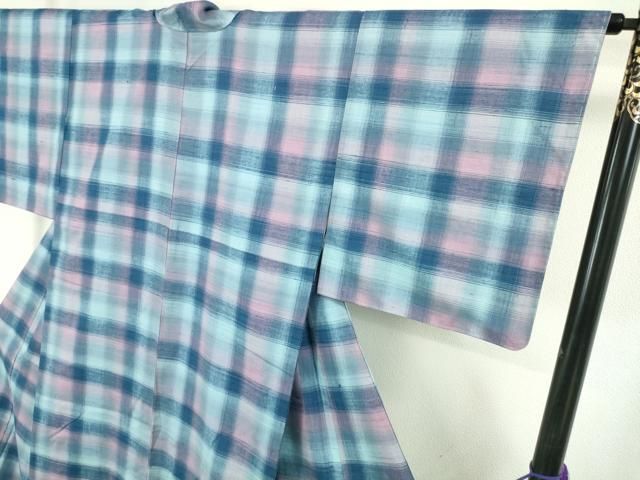 平和屋本店□極上 紅花紬 米沢 格子 そごう百貨店扱い 逸品 未使用