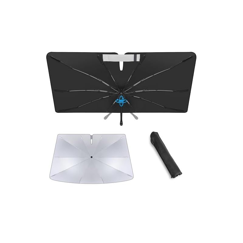 WAIROGA スズキ との互換性あり スペーシア MK54S MK94S MK53S 傘型 専用フロントサンシェード 10本骨 ガラス繊維 360°回転可能 傘柄が曲がる パラソル 専用設計 ...