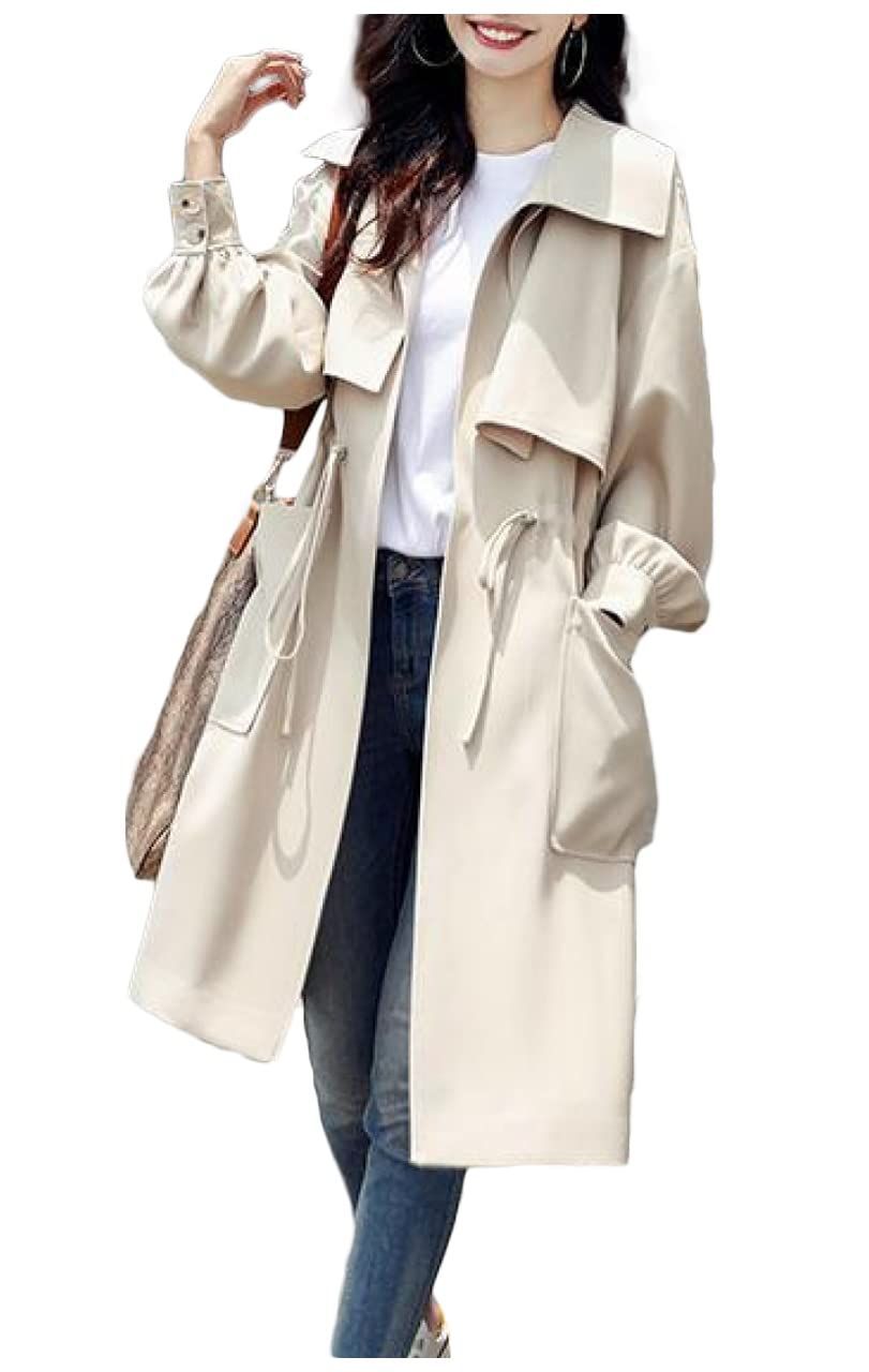 XL_ベージュ [エムズ モア] アウター レディース 春 カジュアル ロングコート トレンチコート 上着 スプリングコート ロング丈 長袖 ...