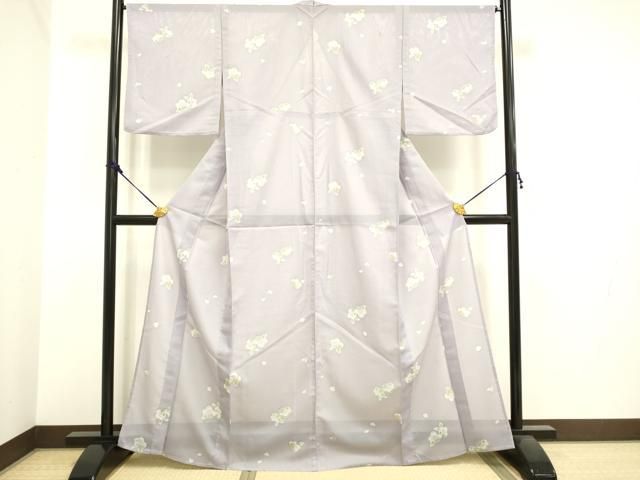 平和屋着物＊夏物 小紋 絽 草花文 洗える着物 AAAY7668jd