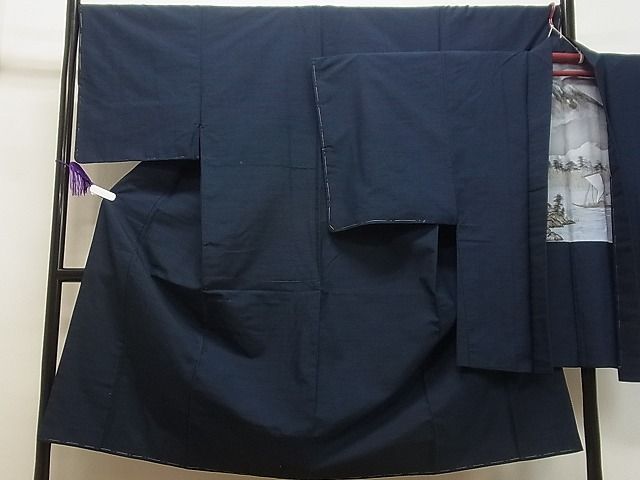 平和屋着物○男性 久留米絣 単衣 格子 綿 逸品 AABA9511ck 一般