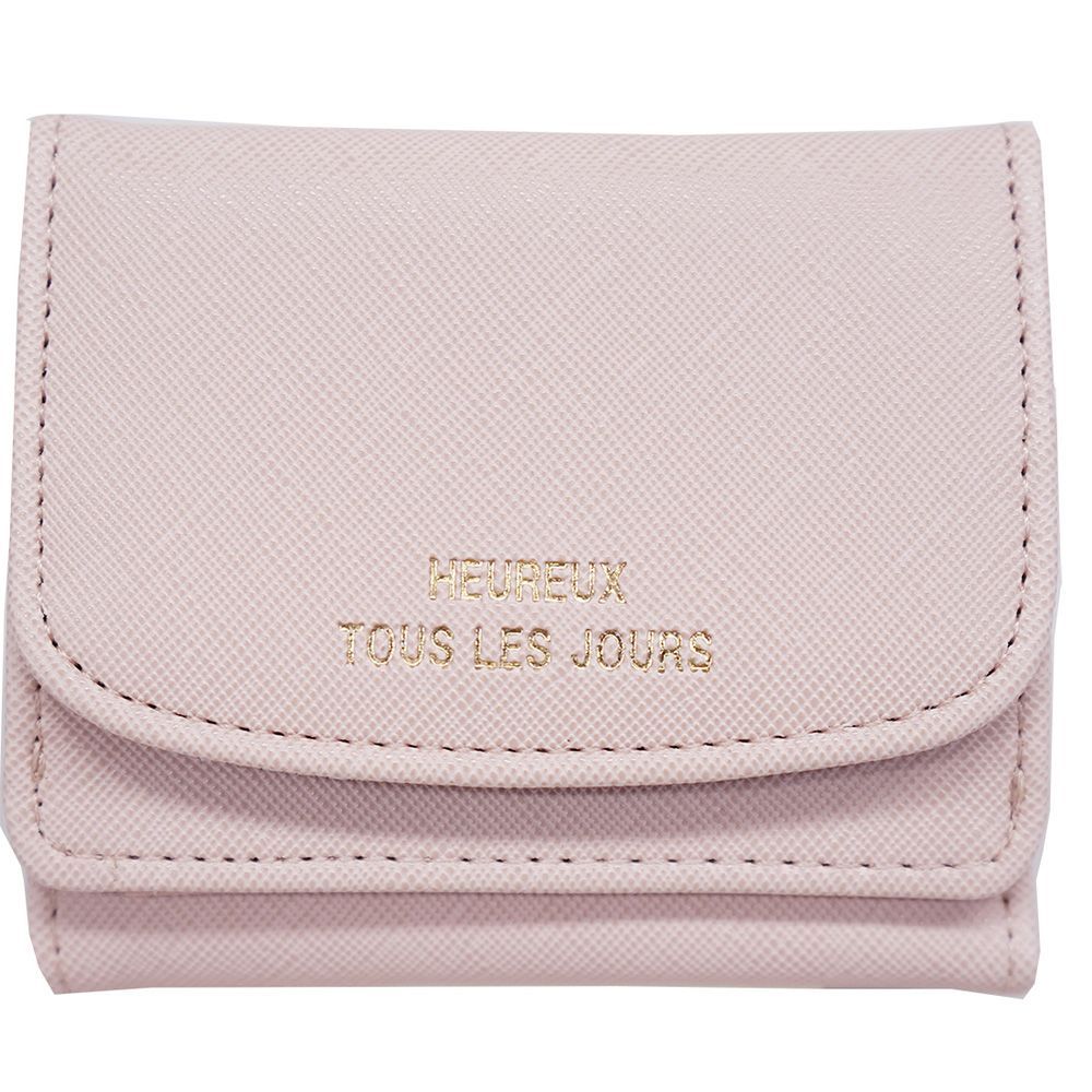 ☆ ピンクベージュ ☆ 角シボコンパクトミニ財布 三つ折り財布 レディース 財布 三つ折り ミニ財布 お財布 さいふ ボックス型小銭入れ ...