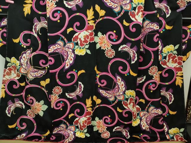 平和屋本店□極上 振袖・長襦袢(無双仕立て・半衿刺繍)セット 駒刺繍