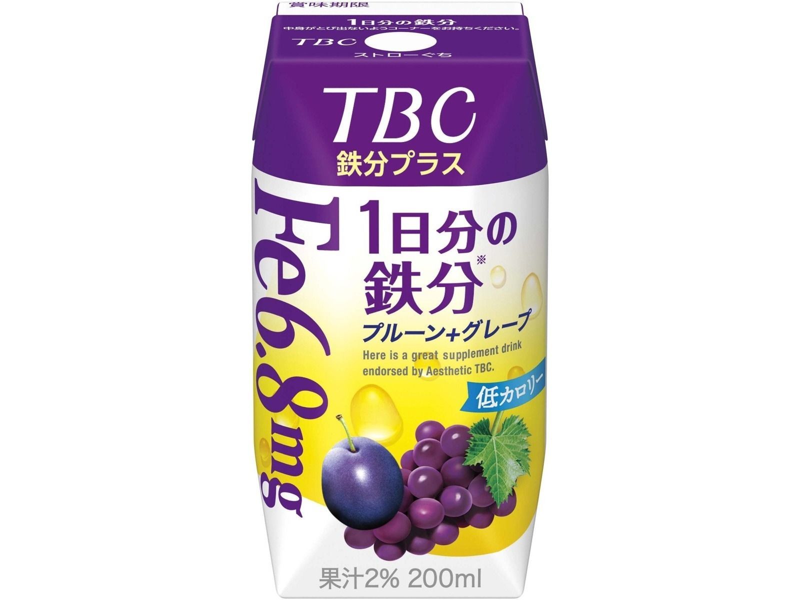 訳あり 森永乳業 TBC 鉄分プラス 1日分の鉄分 プルーン＋グレープ 200ml 24本 24本×1ケース プリズマ 紙パック ケース販売 1ケース シール跡あり 箱汚れ【北海道/沖縄/離島 ...