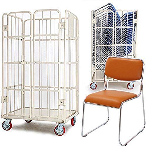 観音扉カゴ台車 カゴ車 スタッキングチェア 22脚セット 会議イス 会議椅子 ミーティングチェア パイプチェア パイプイス パイプ 2door ...