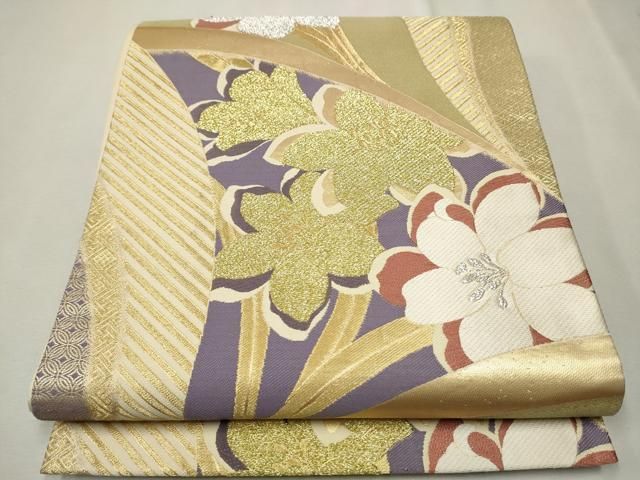 平和屋着物＊夏物 太鼓柄袋帯 流水芝草文 銀糸 未使用 CAAR0670eg