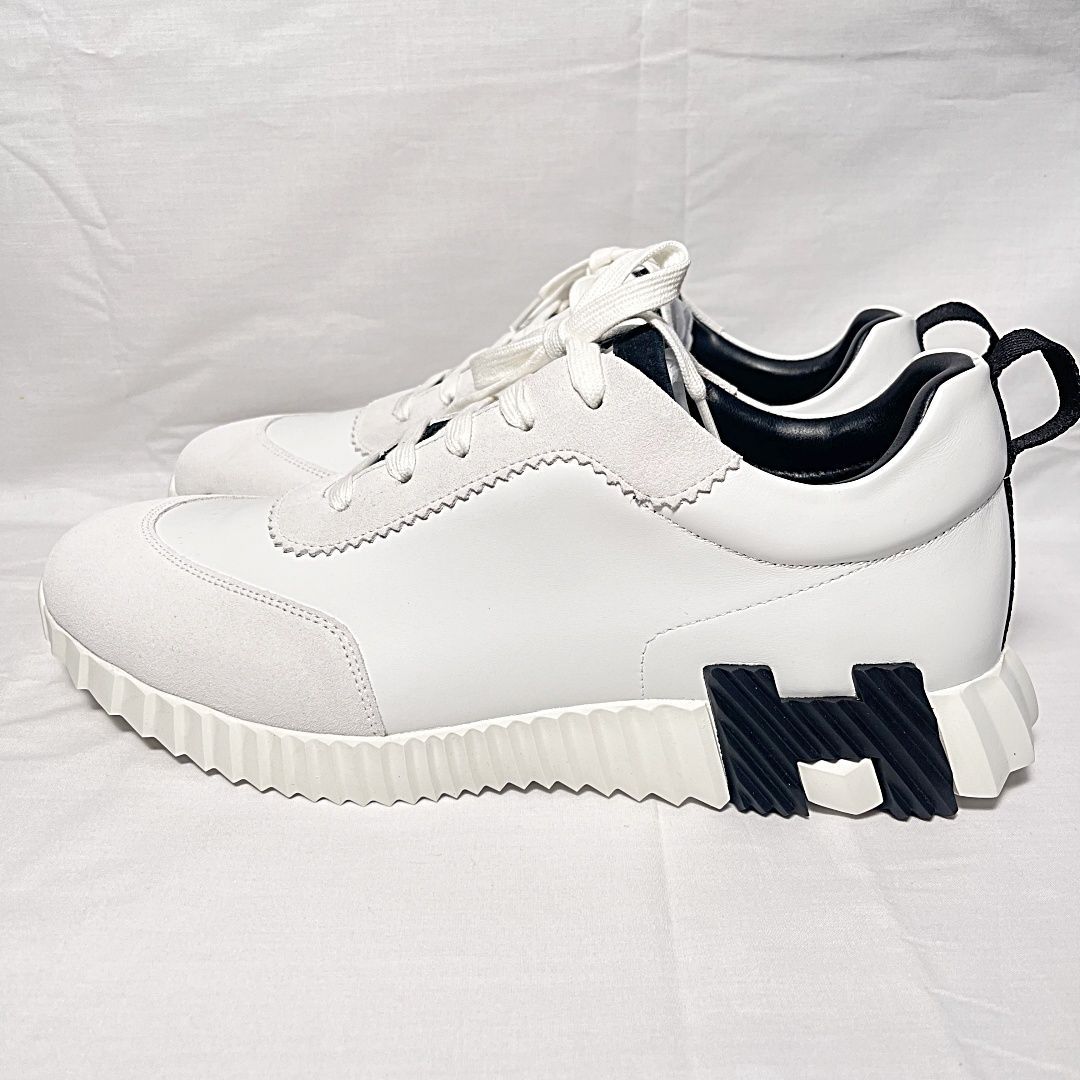 HERMES エルメス 45サイズ バウンシング ホワイト × ブラック 白 HERMES エルメス 45サイズ バウンシング ホワイト × ブラック 白
