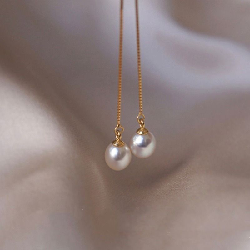 新品 淡水真珠 K18 パール チェンピアス 18金 ゴールド アメリカンピアス シンプル 上品 本真珠 オシャレ ネックレス kkkoby ...