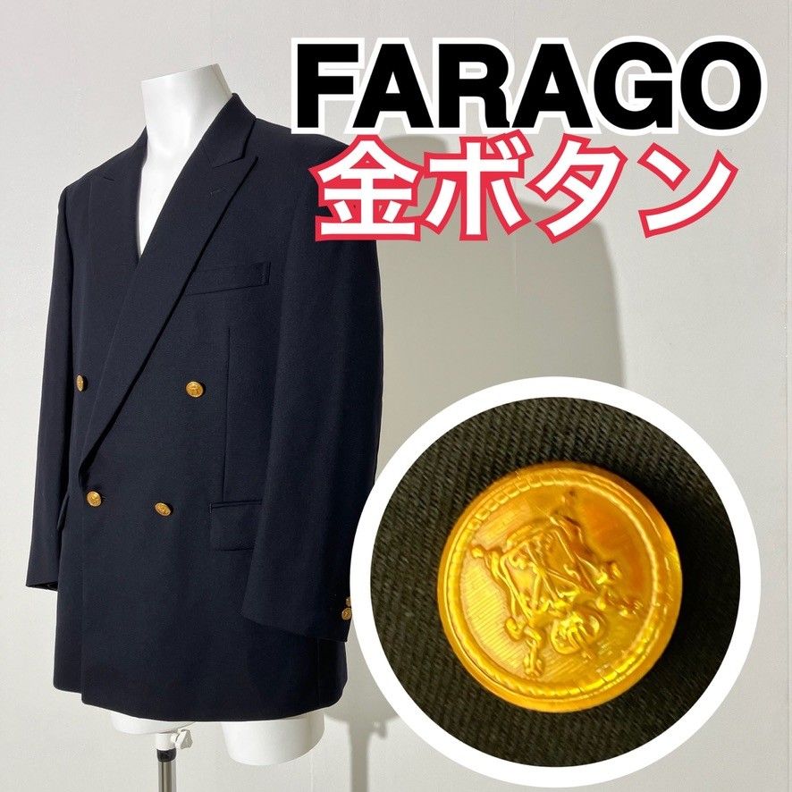 【金ボタン】FARAGO ファラゴ テーラードジャケット ボタンロゴ ブラック 98AB6 RP D3 - メルカリ