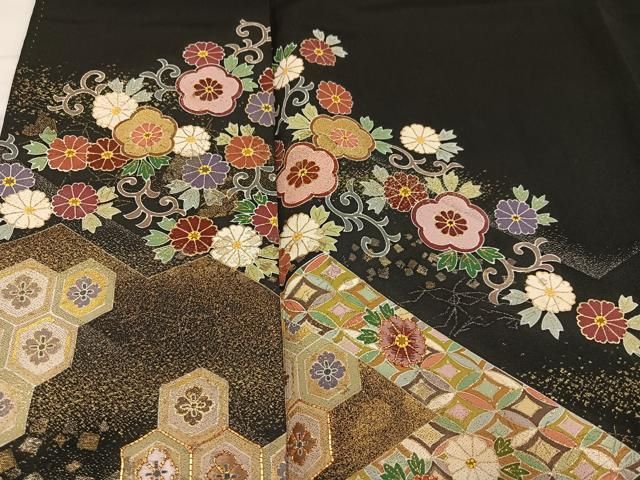 平和屋着物○京友禅の第一人者 松井青々 黒留袖 駒刺繍 寿光織 吉祥花