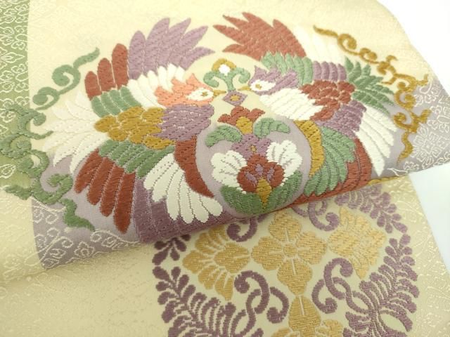 平和屋着物●六通柄袋帯　唐織　鳳凰菱華紋　正絹　逸品　DAAV6904ps 平和屋着物○六通柄袋帯 唐織 鳳凰菱華紋 正絹 逸品 DAAV6904ps