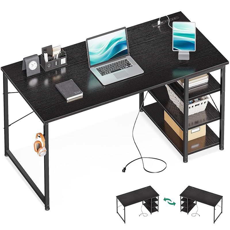 KKL デスク 机 pcデスク 幅120cm コンセント付き 3段ラック付き 収納フック付き 左右入替え対応 パソコンデスク ゲーミングデスク ワークデスク 在宅勤務 ?子 勉強机 学習机 ...