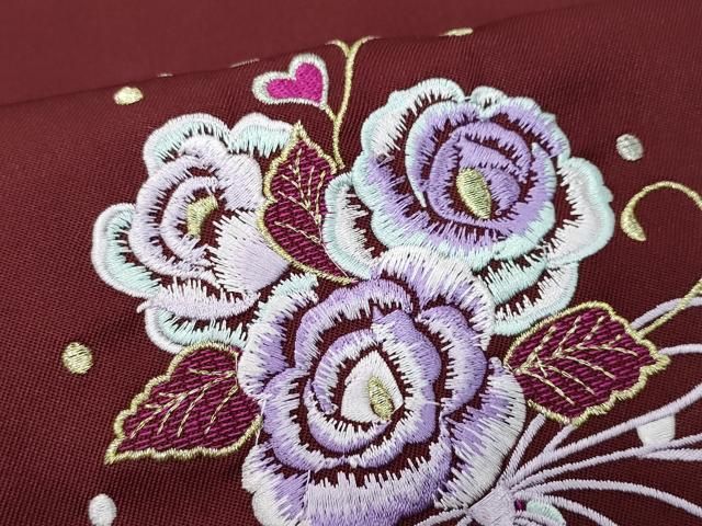 平和屋着物●女性　行灯袴　総刺繍　花唐草文　葡萄色　卒業式　洗える着物　未使用　CAAU9779vf 平和屋着物○女性 行灯袴 総刺繍 花唐草文 葡萄色 卒業式 洗える