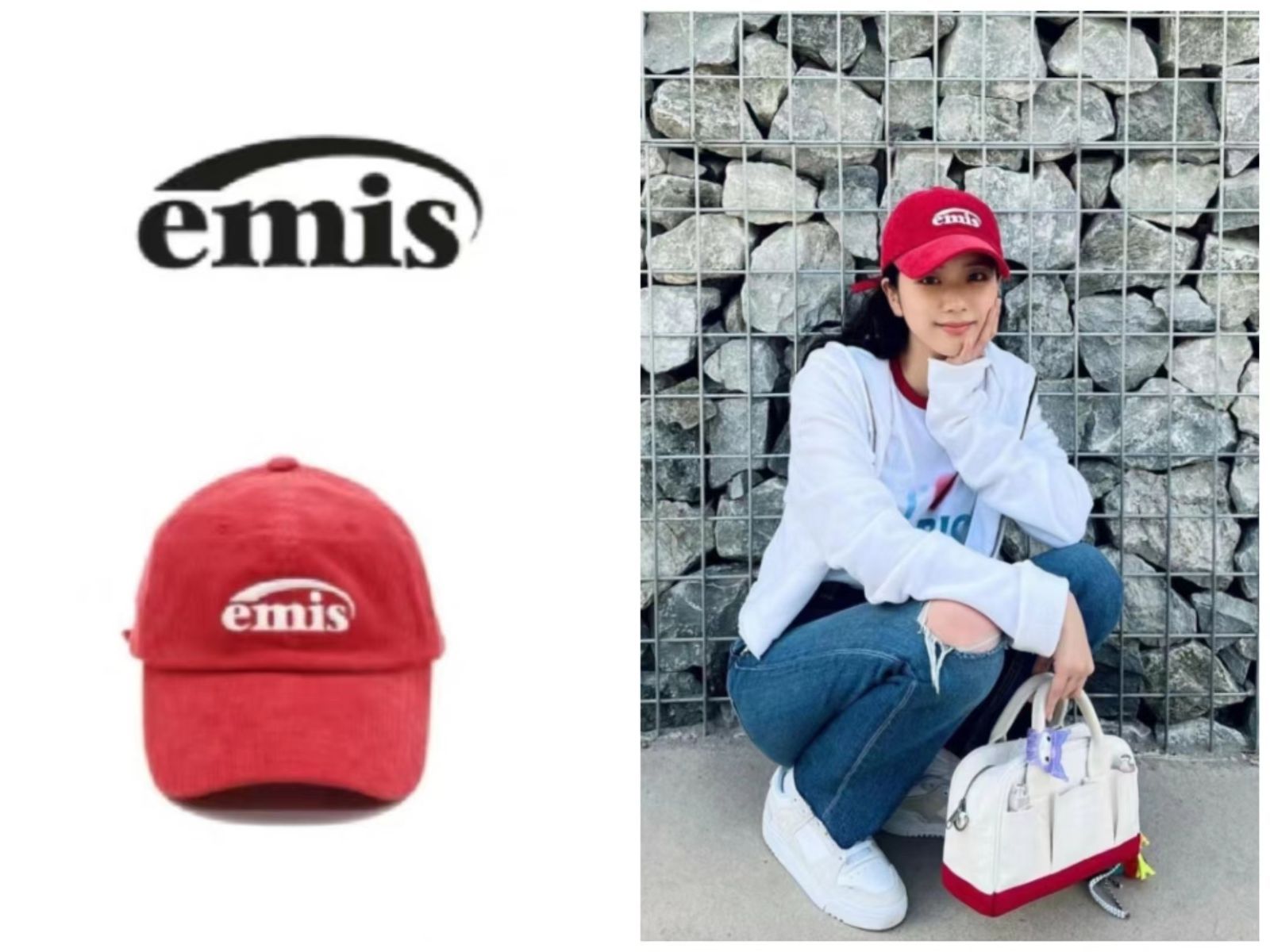 blackpink jisoo着用 韓国INS emis イミスキャップ 人気商品 野球帽 男女兼用 NEW LOGO EMIS - メルカリ