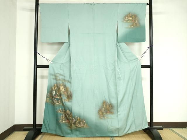 平和屋着物○訪問着 流水舞桜文 暈し染め 金彩 正絹 逸品