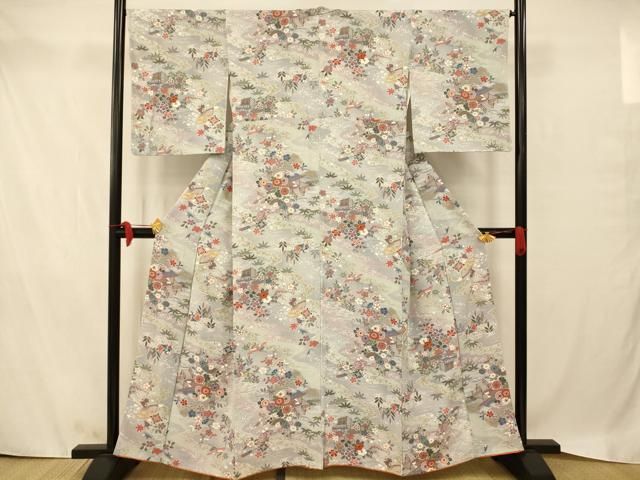 平和屋着物●上質な小紋　友禅　花丸文　正絹　逸品　AAAX0092np 平和屋着物○上質な小紋 友禅 花丸文 正絹 逸品 AAAX0092np