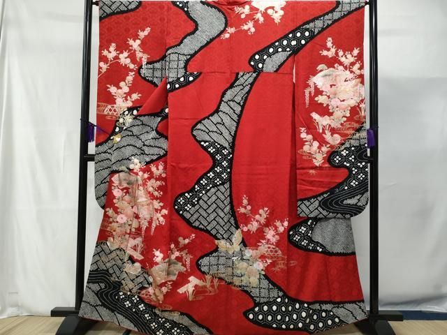 平和屋着物□豪華振袖 総絞り 立波花文 暈し染め 正絹 逸品