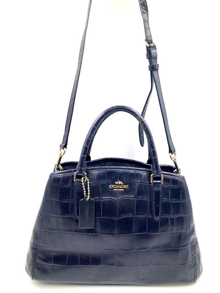 COACH コーチ L1681-F55927 クロコ型押し ショルダー ハンド バッグ 濃紺 レディース - メルカリ