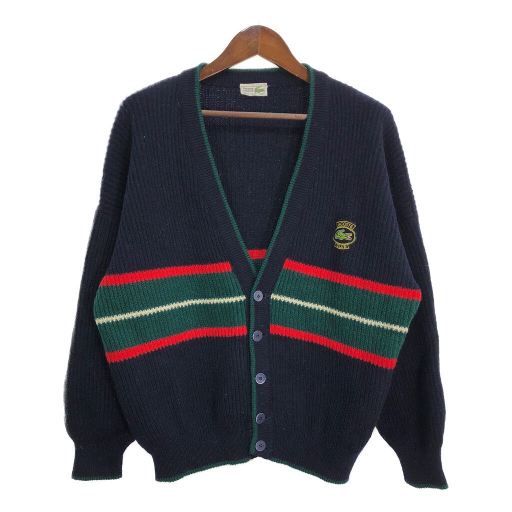 80年代 LACOSTE ラコステ ローゲージニット カーディガン ネイビー (メンズ 20) 中古 古着 S0175 - メルカリ