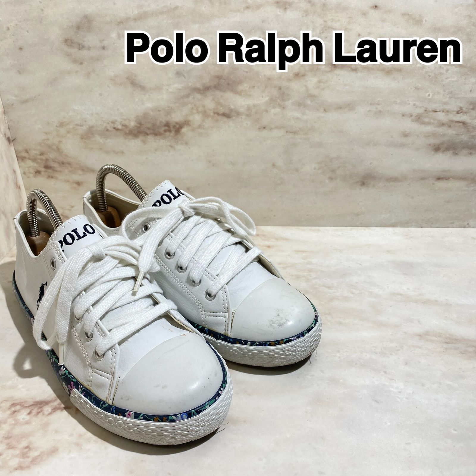 『大人気！』 POLO RALPH LAUREN ポロラルフローレン スニーカー サイドロゴ 刺繍 ホワイト 23.5 RP D3 - メルカリ