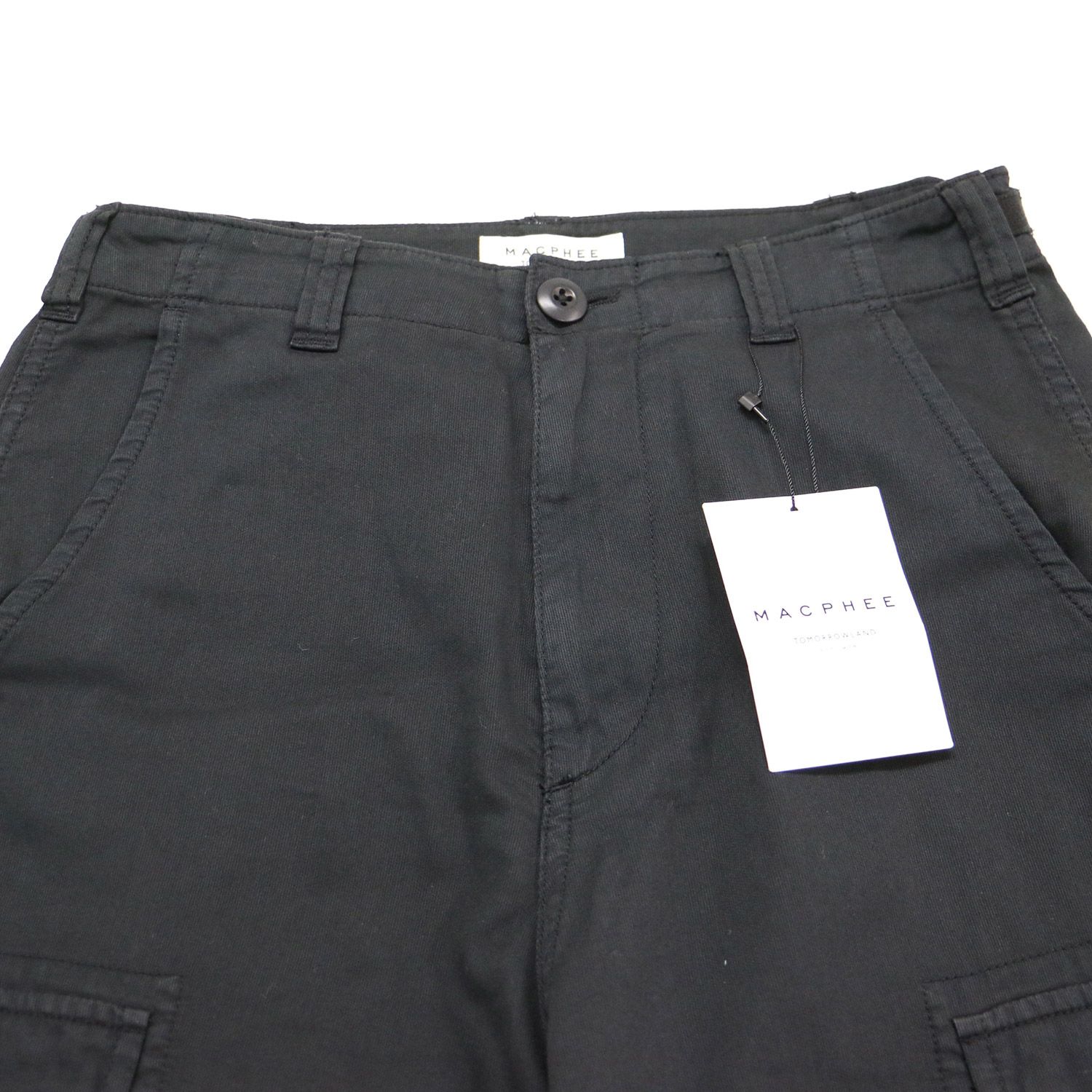 MACPHEE マカフィー パンツ ブラック 黒 サイズ:34(7号) / コットンピケ カーゴ パンツ / ミリタリーパンツ ファティーグパンツ ドローストリング コットン / ボトムス ズボン【レディース】【K4455】 新品】MACPHEE マカフィー パンツ ブラック 黒 サイズ:34(7号