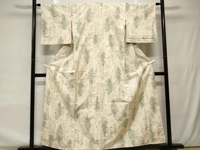 平和屋着物□上質な紬 枝葉文 正絹 逸品 CAAU0736ev 平和屋着物□