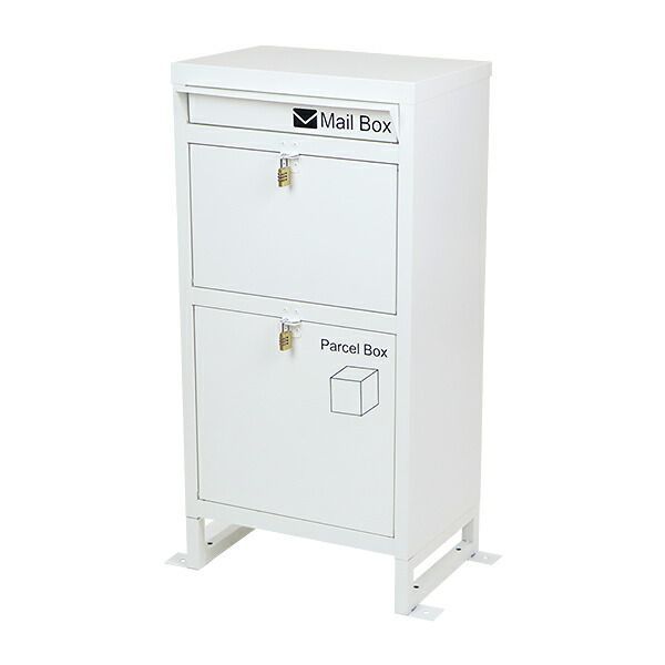 スチール製 宅配ボックス 宅配BOX 2段 スチールロッカー ポスト 郵便ポスト 郵便受け 置き型 戸建て 一戸建て用 再配達対策 鍵付き ...