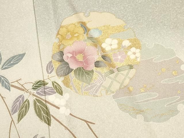 平和屋着物□訪問着 雪輪鴛鴦花文 暈し染め 金彩 正絹 逸品