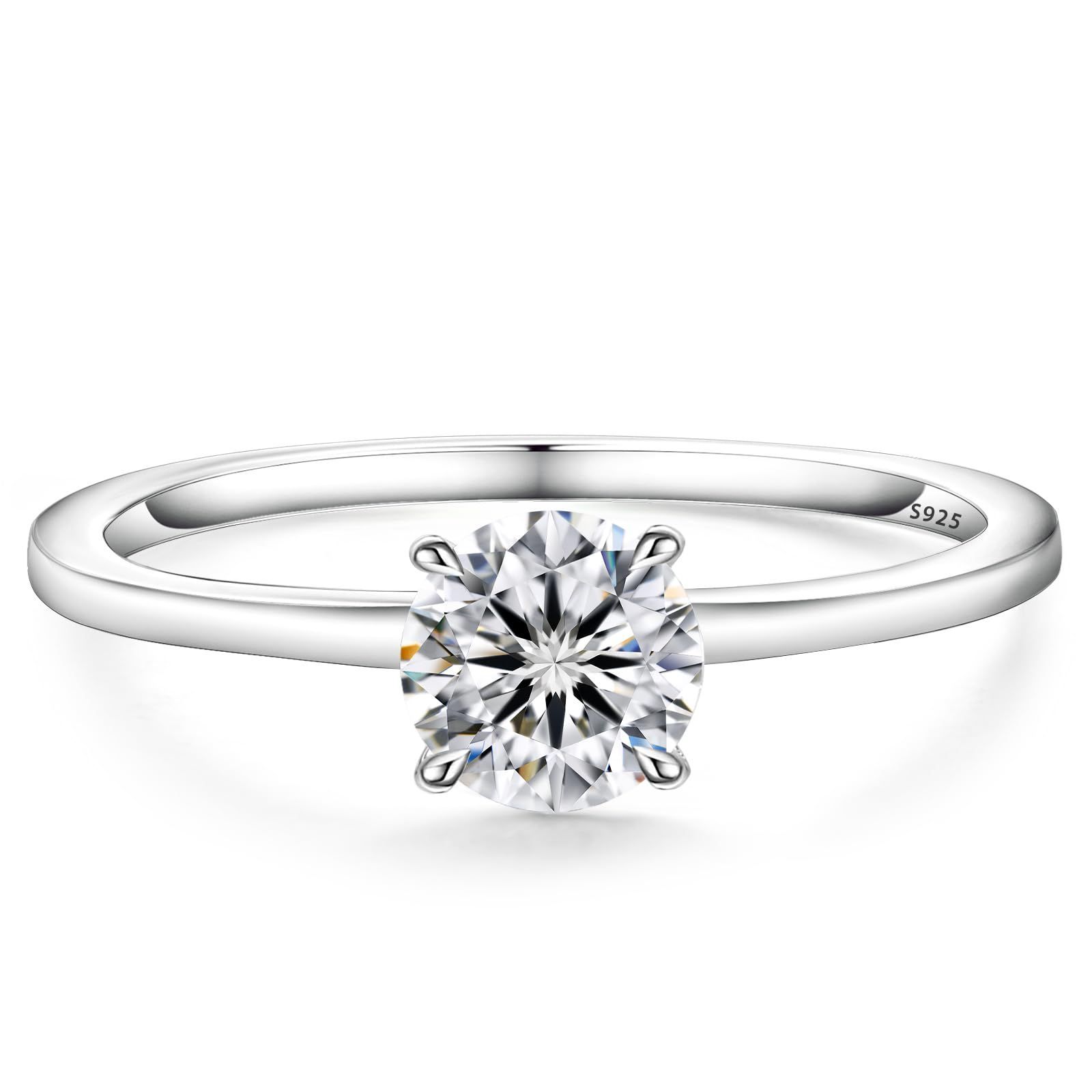 [KRKCLIFE] モアサナイト リング レディース 指輪 0.5ct 一粒 S925 シルバー 指輪 婚約指輪 記念日 ジュエリー ギフト 女性用 【日本サイズ＃10相当】 - メルカリ