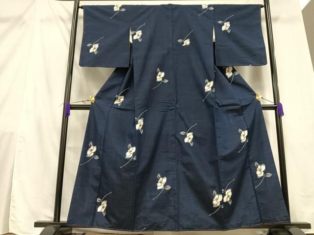 平和屋着物▽上質な紬 単衣 花間道 正絹 逸品 AAAZ9493fy