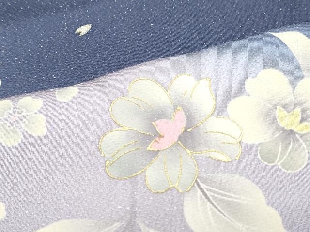 平和屋着物●訪問着　久保忠男　草花文　暈し染め　金通し地　正絹　逸品　CAAQ9431th 平和屋着物○訪問着 久保忠男 草花文 暈し染め 金通し地 正絹 逸品