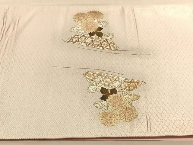 平和屋着物＊夏物 太鼓柄袋帯 横段幾何学文 金彩 正絹 逸品