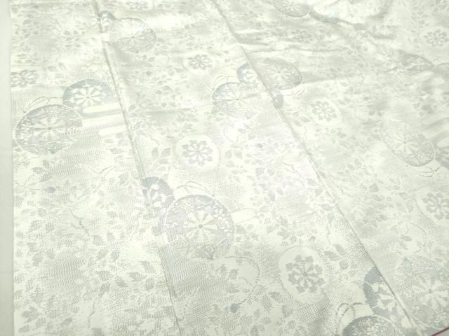 平和屋着物○本場大島紬 白大島 源氏車花文 正絹 逸品 DAAQ3513ps