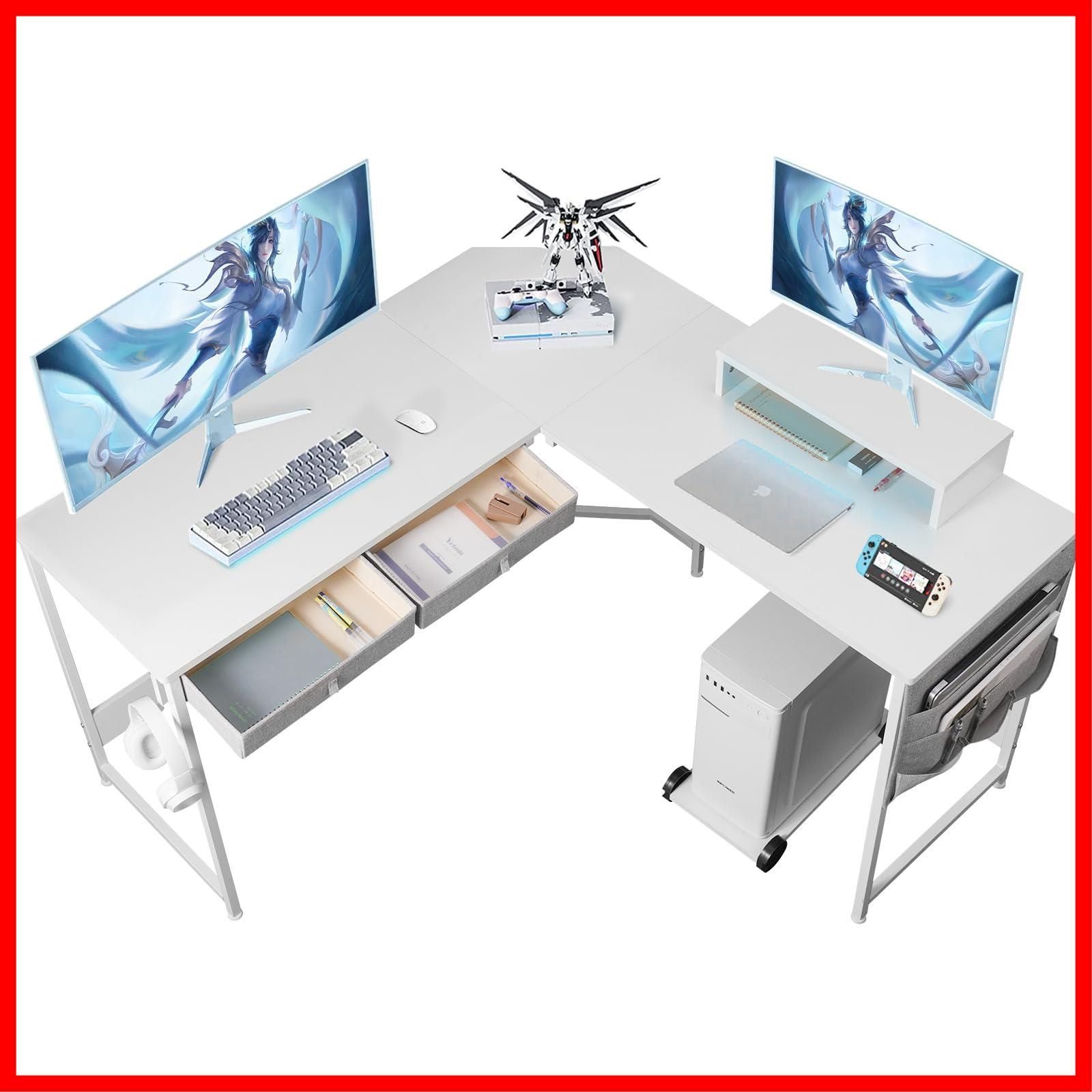 【特売】YeTom l字デスク 机 125cm x 125cm パソコンデスク つくえ ゲーミングデスク コーナーデスク サイド収納袋付き pcデスク ワークデスク オフィスデスク テレワーク ...