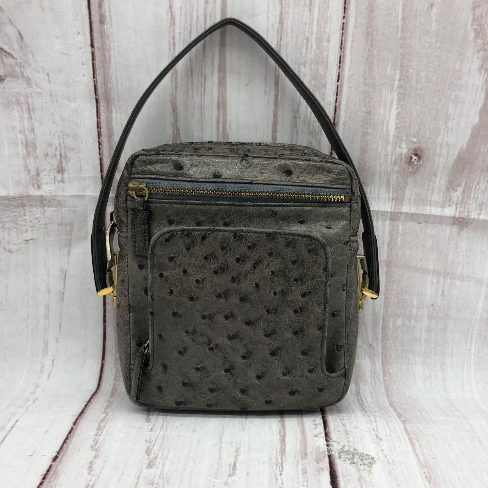 KATORIYA カトリヤ オーストリッチ 2WAY バッグ ハンドバッグ ショルダーバッグ ポーチ ミニバッグ グレー レディース バックヤード2416 - メルカリ