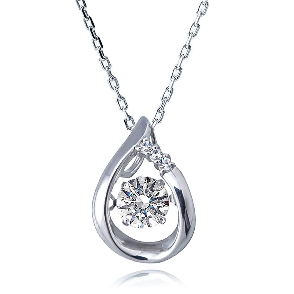 人気商品ダンシングストーン ネックレス ギフトボックスセット クロスフォー PLUSTER シルバー925 純銀製 ティドロップ レディース アクセサリー H＆C キュービック ジルコニア ...