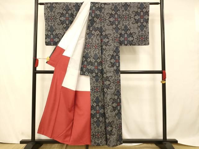 平和屋着物□本場大島紬 格子 正絹 逸品 AAAZ2897mf